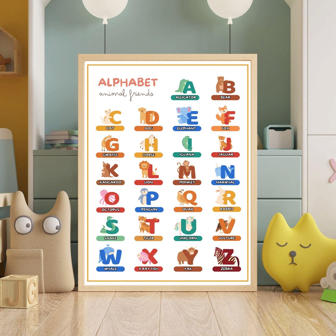 Animal Alphabet Poster: ABC Wall Art for Nursery or Playroom - Etsy Canada