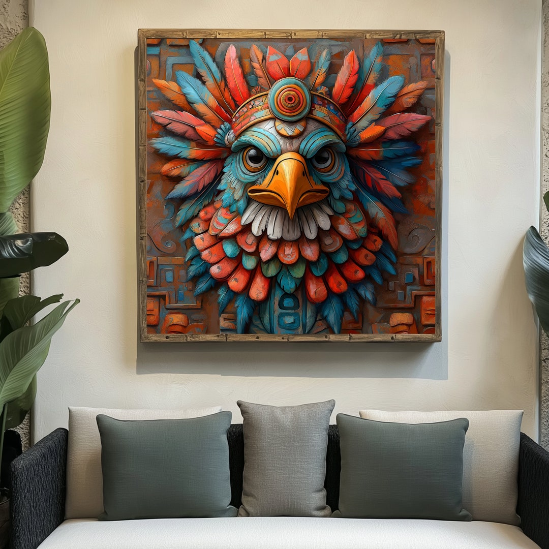 Aztec Eagle Wall Art Symbol of Strength & Spirit Vibrant Tribal Design ...