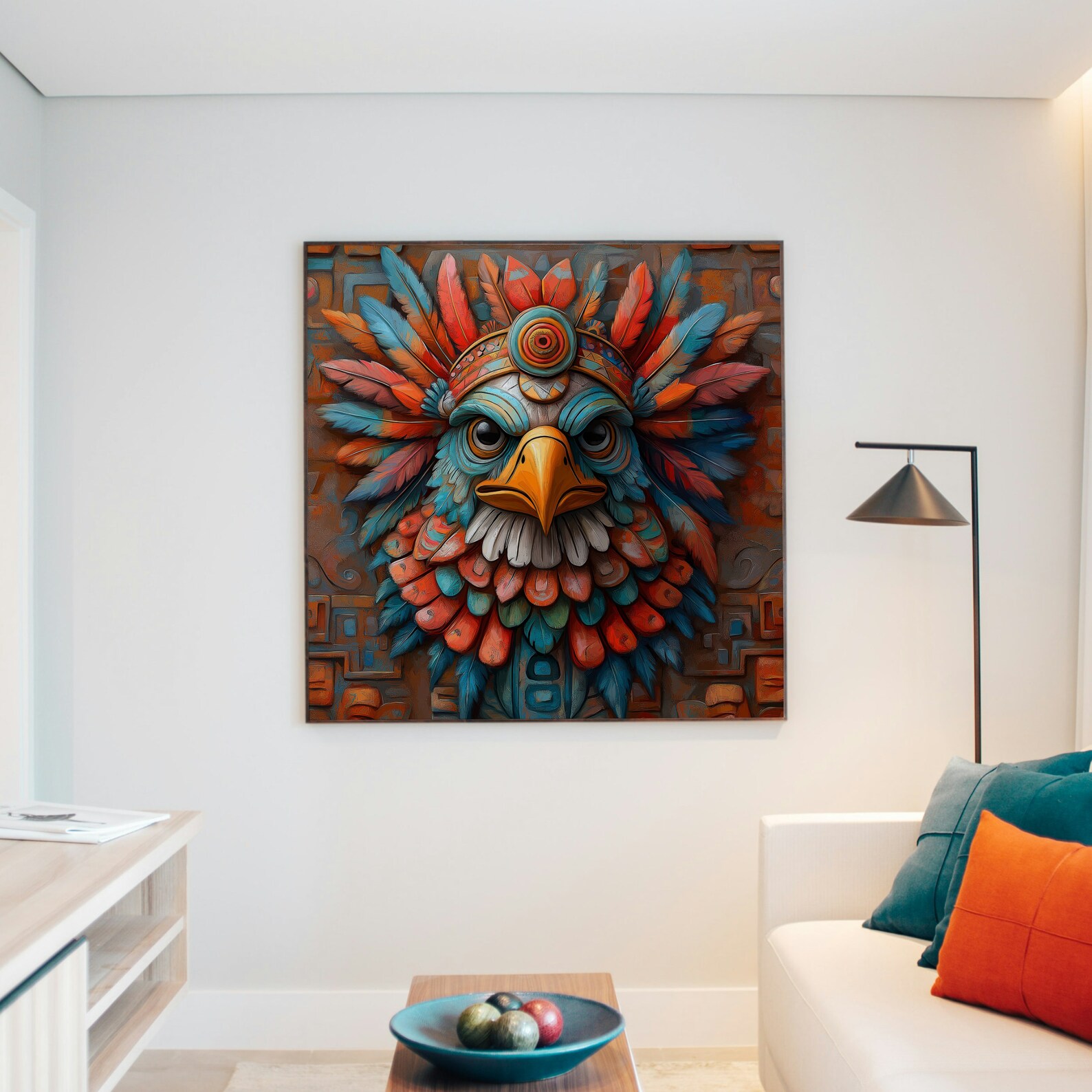 Aztec Eagle Wall Art | Symbol of Strength & Spirit | Vibrant Tribal ...