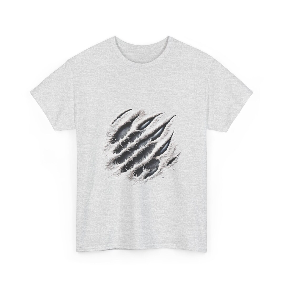 Wild Animal Claw Tear T-shirt – Unisex Heavy Cotton Tee With Bold Claw ...