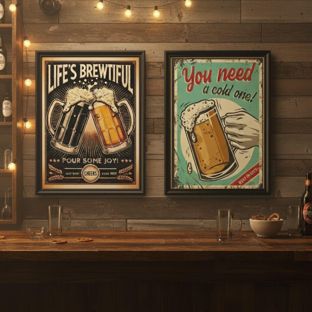 Vintage Beer Poster Set: Retro Bar Art Prints, Digital Downloads - Etsy