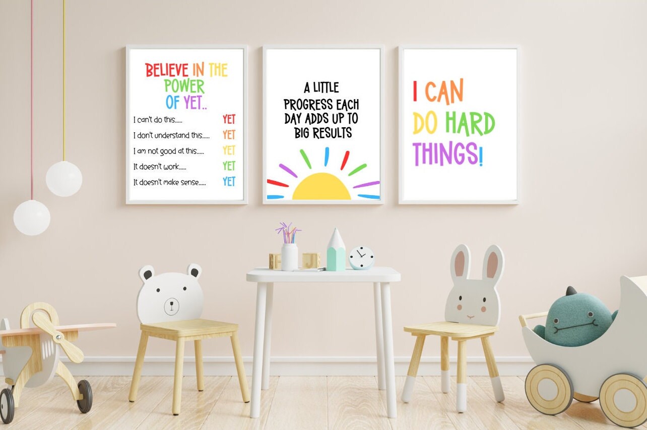 Positive Affirmations Wall Art, Classroom Poster, Colorful Rainbow ...