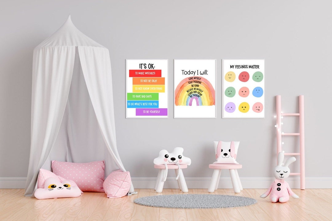 Positive Affirmations Wall Art, Classroom Poster, Colorful Rainbow ...