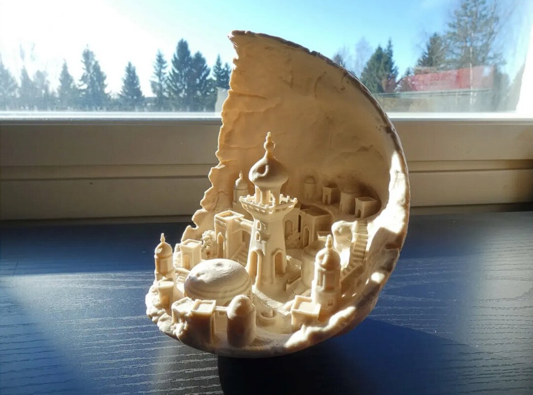Moon City 3D STL Model - Fantastic City Design Carved on the ...