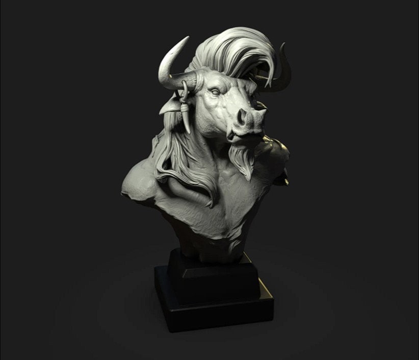 Detailed Minotaur Bust Stl - High Quality 3D Model, Greek Mythology ...