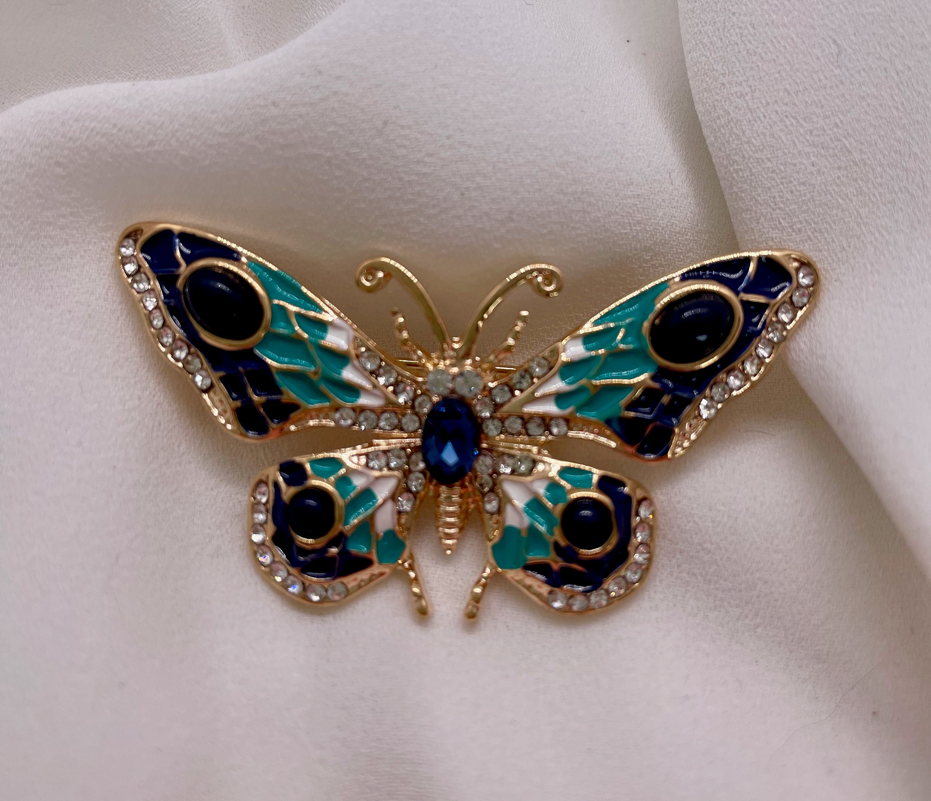 Rhinestones and Enamel Butterfly Brooch. Fancy Brooches for Women ...
