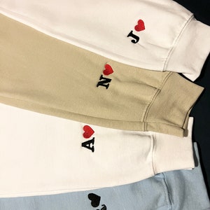 Custom Embroidered Initial Heart Sweatshirt | Personalized Couples ...