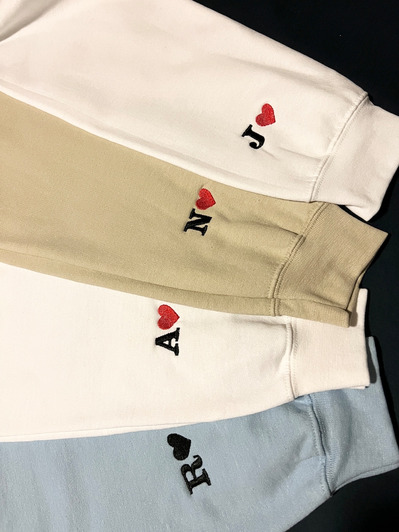 Custom Embroidered Initial Heart Sweatshirt Valentines - Etsy