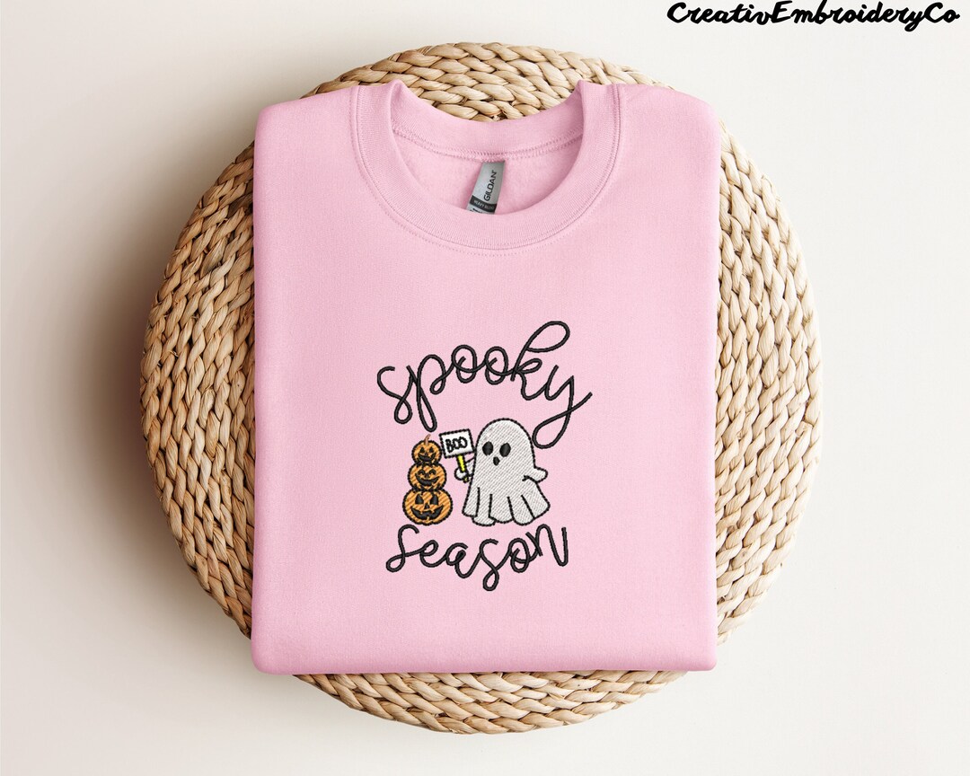 Embroidered Spooky Season Sweatshirts Halloween Embroidery Crewnecks ...