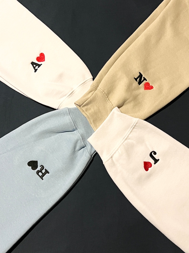 Custom Embroidered Initial Heart Sweatshirt Valentines - Etsy