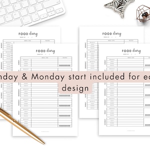 Daily Weekly Food Diary Printable | Food Journal | Meal Tracker ...