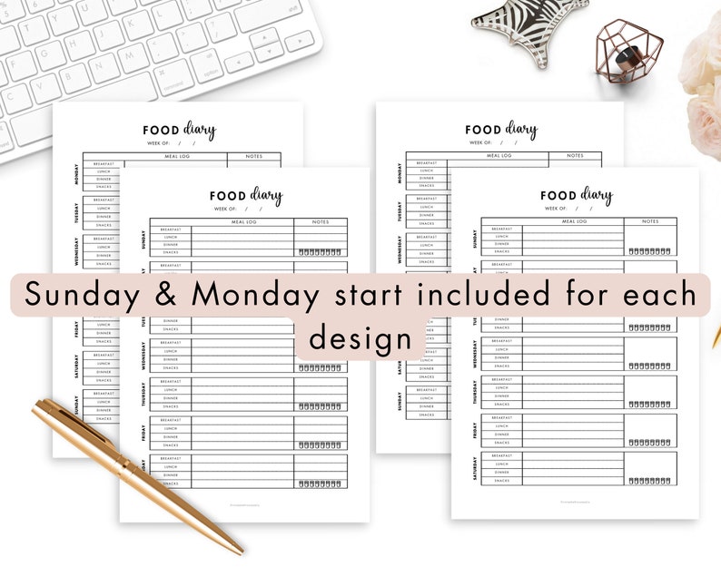 Daily Weekly Food Diary Printable | Food Journal | Meal Tracker ...