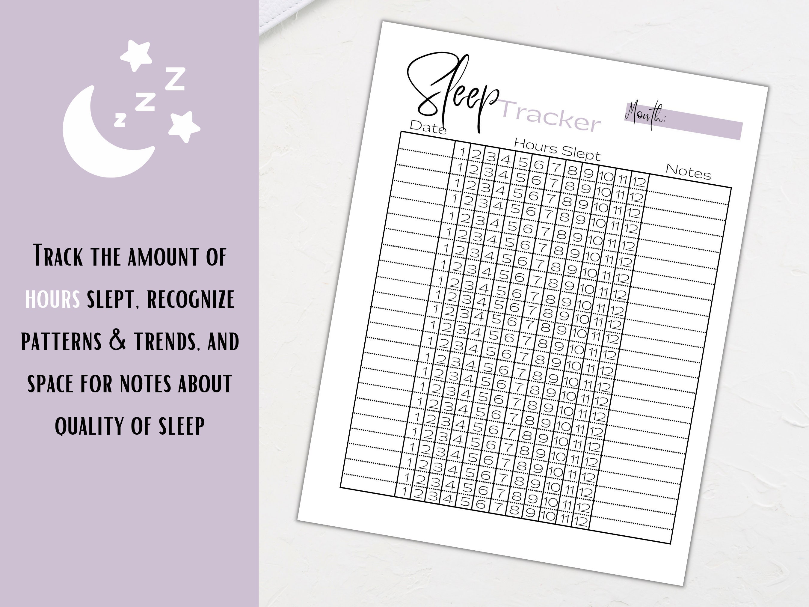 Sleep Tracker Printable Bundle Monthly Sleep Journal, Sleep Log, Sleep ...