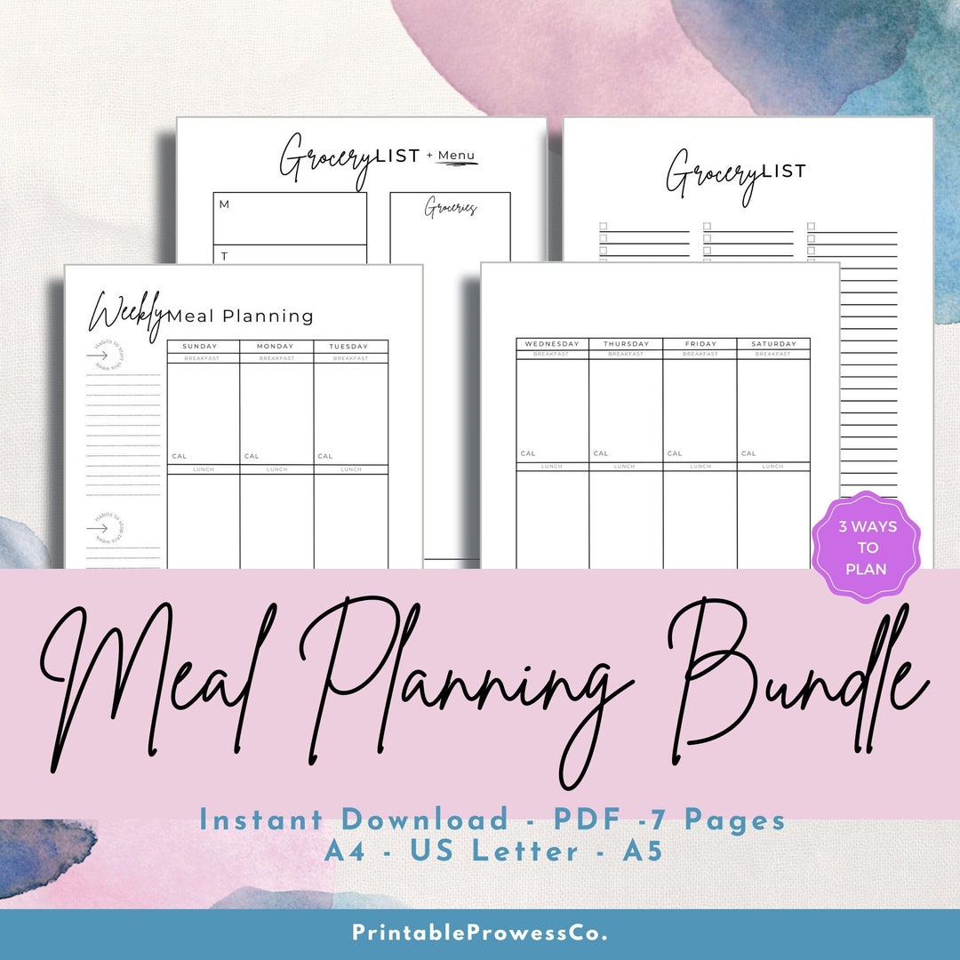 Meal Planner Printable, Family Meal Plan, Meal Tracker, Grocery ...