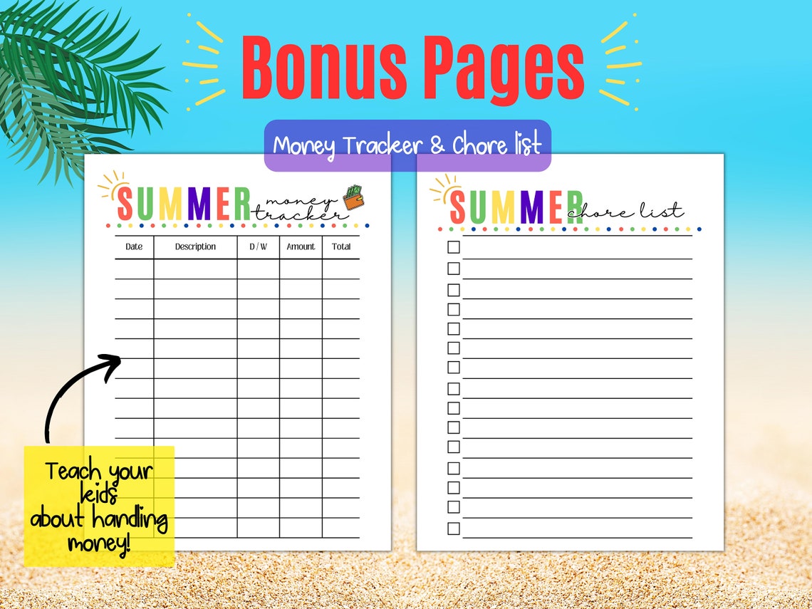SUMMER Schedule Printable | Summer Schedule for Kids | Summer Checklist ...
