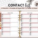 Printable Contact List, Address Book, Contact Information Log, Email ...