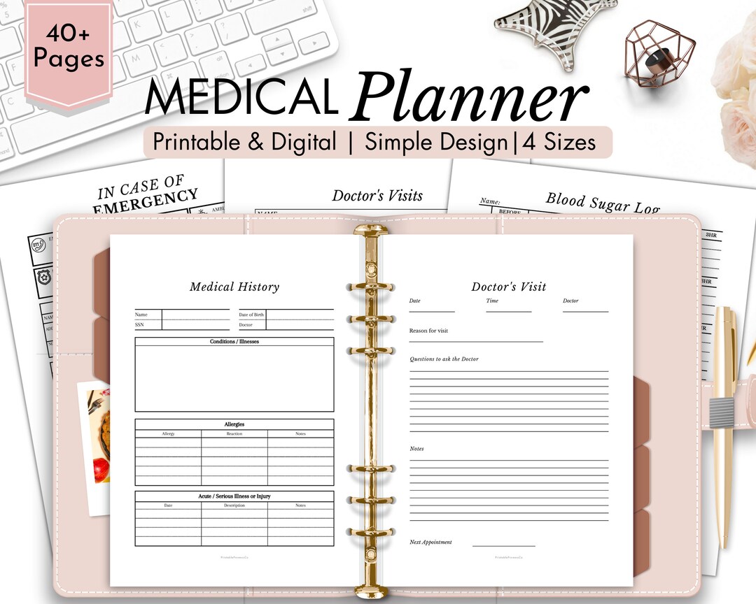 Medical Planner Printable Medical Planner Book Medical Binder Health ...