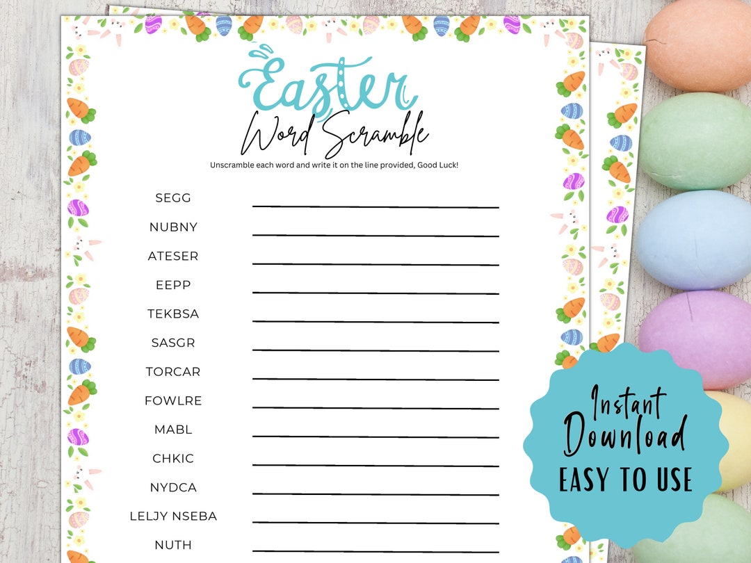 Easter Word Scramble Game, Printable Easter Games, Party Games, Easter ...