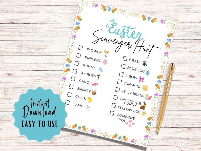 Easter Scavenger Hunt Game, Printable Easter Game, Easter Treasure Hunt ...