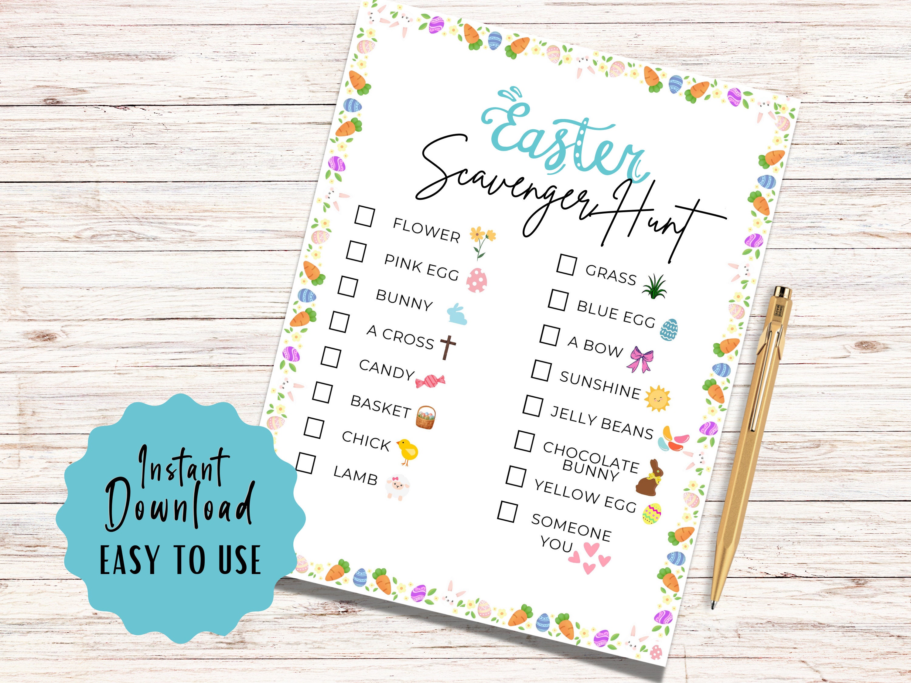 Easter Scavenger Hunt Game, Printable Easter Game, Easter Treasure Hunt ...