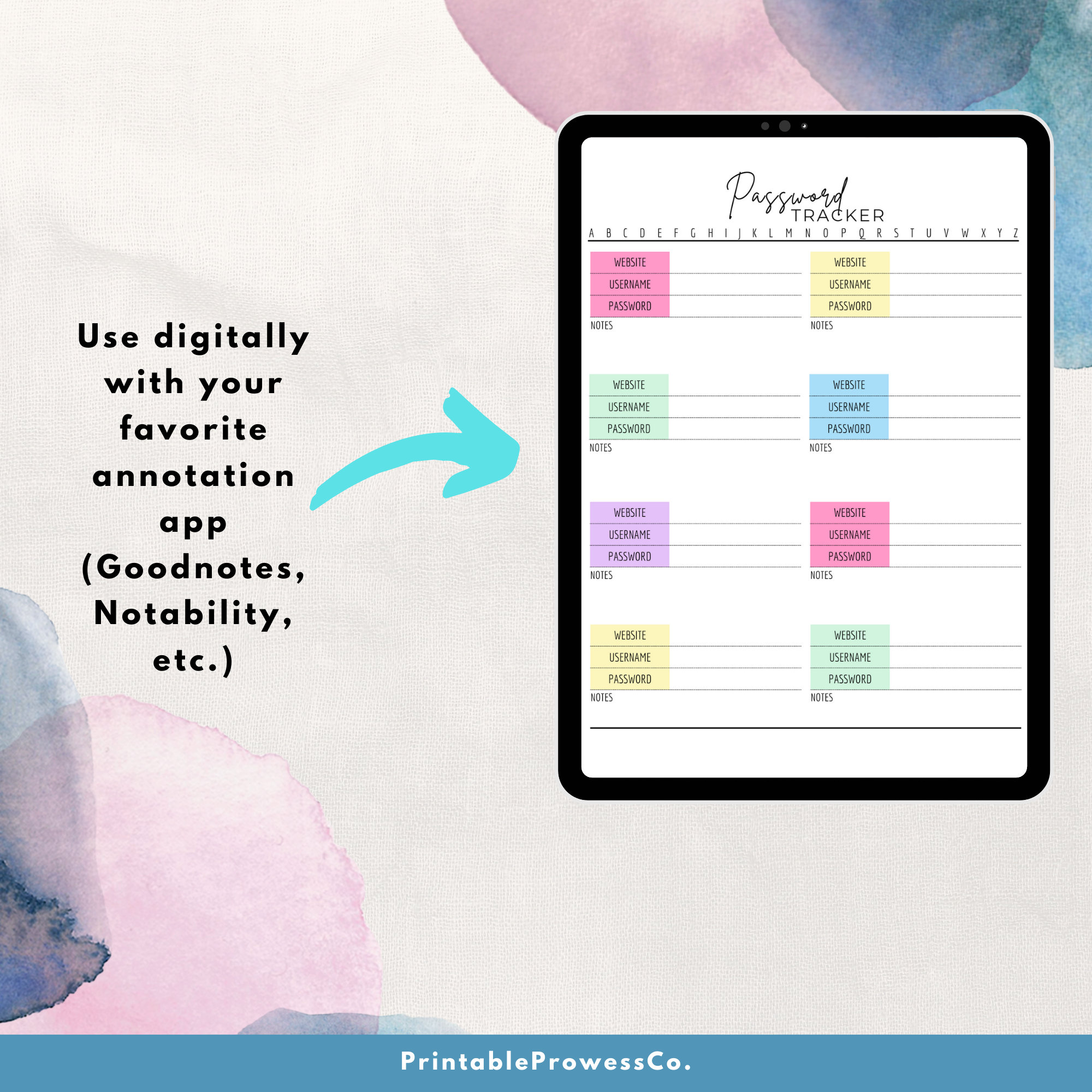 Printable Password Tracker Log Password Organizer Password List Printable Pdf Insert Us Letter