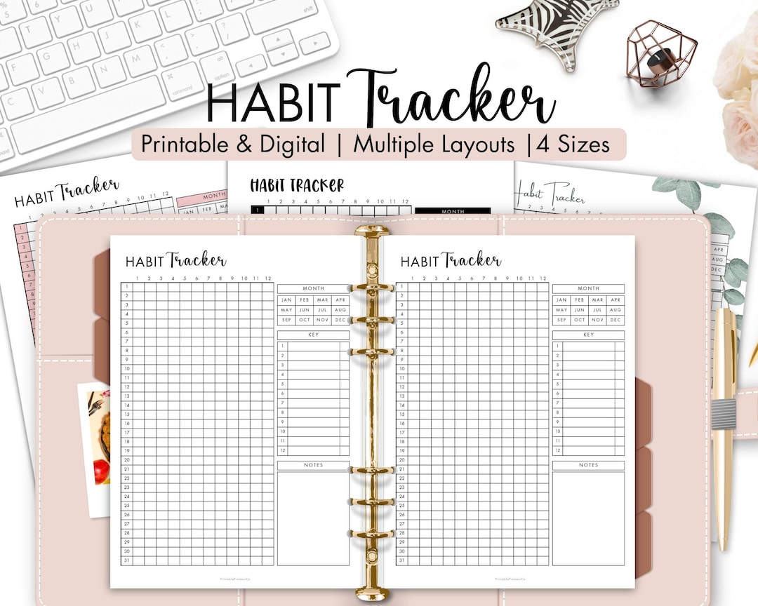 Printable Habit Tracker | Monthly, Weekly, Daily, US Letter A4 A5 ...
