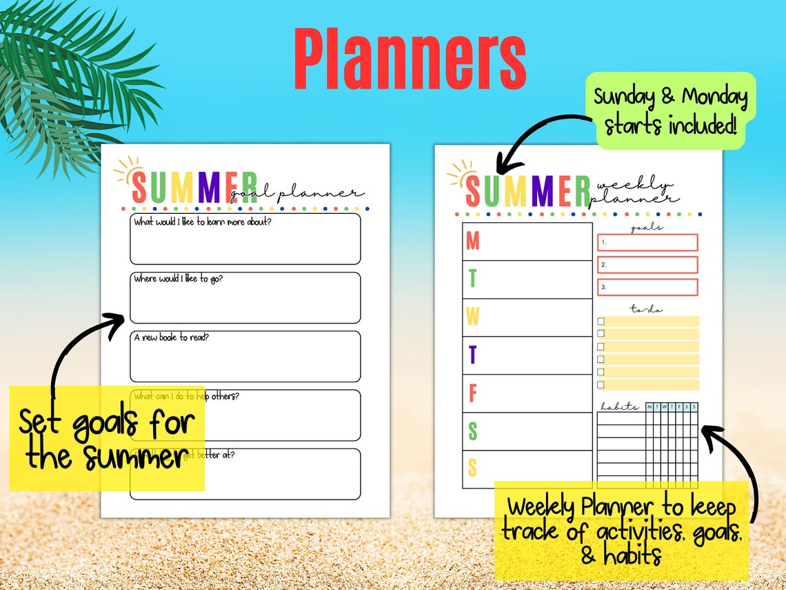 Summer Activity Planner Binder for Kids, Summer Bucket List, Printable ...