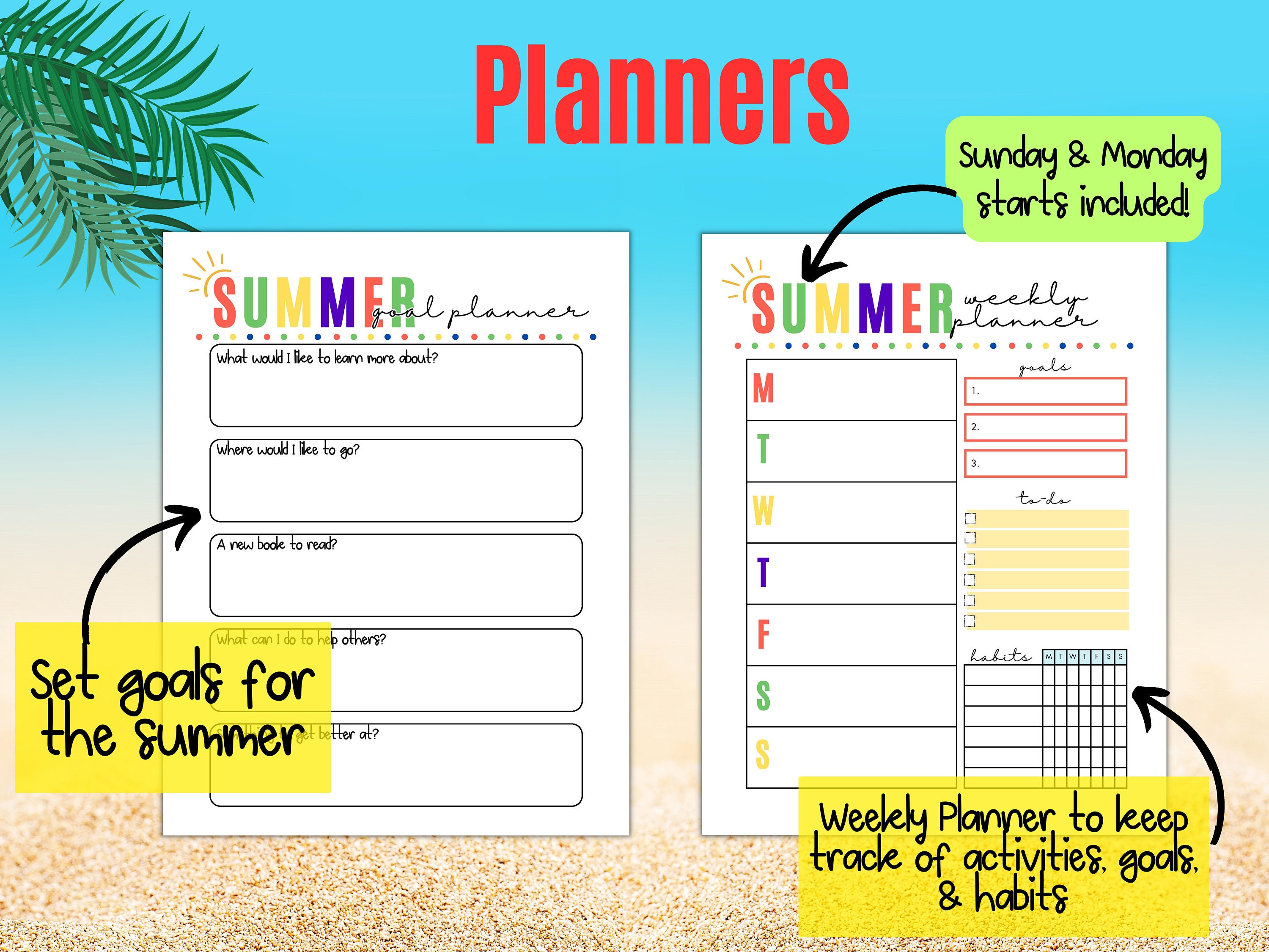 Summer Activity Planner Binder for Kids, Summer Bucket List, Printable ...