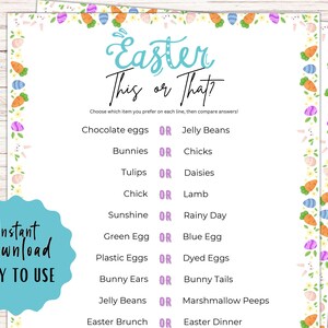 Easter This or That Game, Easter Would You Rather Game, Printable ...