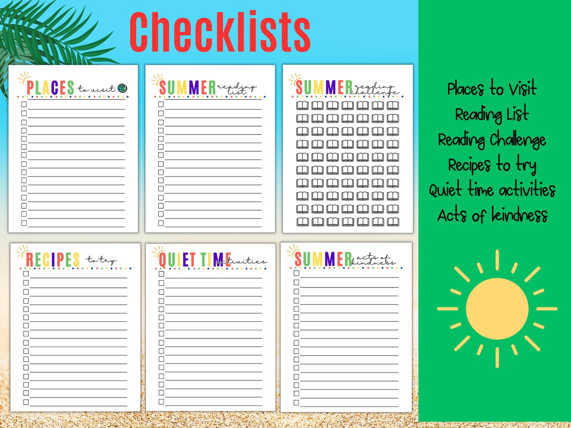 Summer Activity Planner Binder for Kids, Summer Bucket List, Printable ...