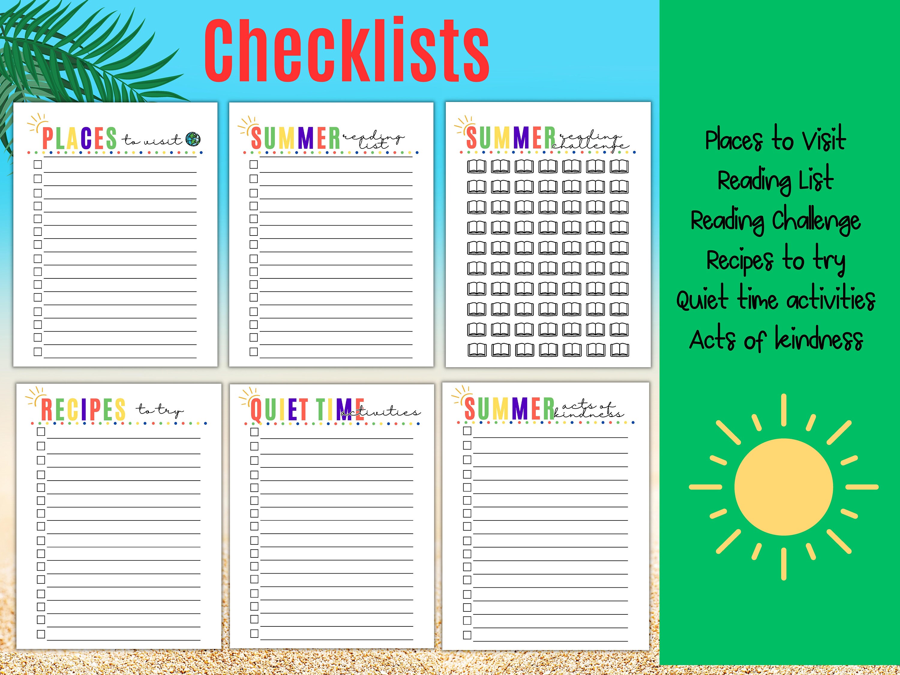 Summer Activity Planner Binder for Kids, Summer Bucket List, Printable ...