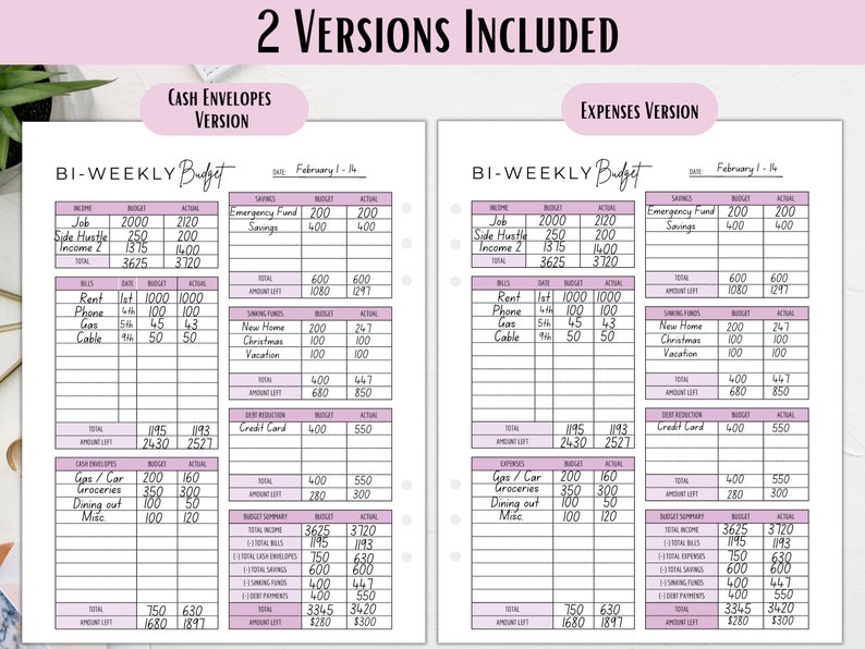 Biweekly Budget Planner, Printable PDF, Budget Planner Binder With Cash ...