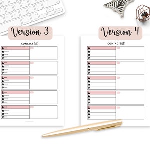 Printable Contact List, Address Book, Contact Information Log, Email ...