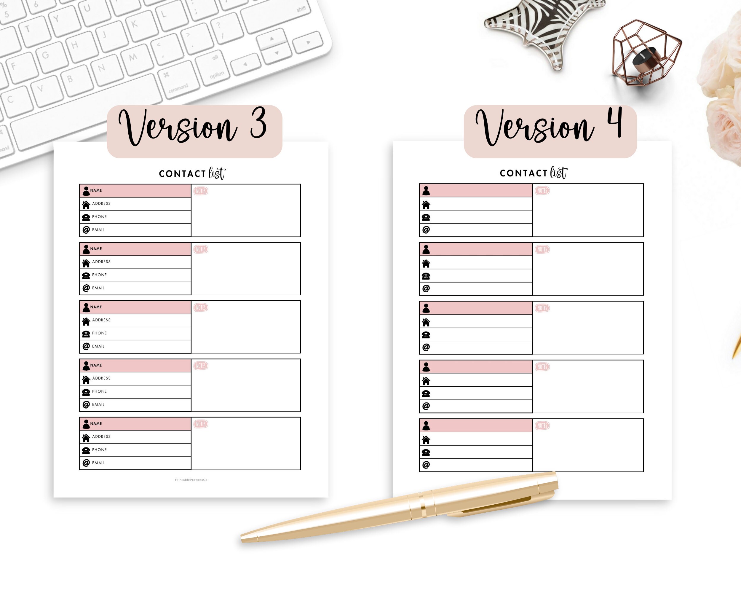 Printable Contact List, Address Book, Contact Information Log, Email ...