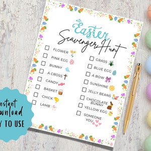Easter Scavenger Hunt Game, Printable Easter Game, Easter Treasure Hunt ...