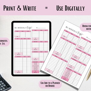 Biweekly Budget Planner, Bi-weekly Template, PDF Printable Paycheck ...