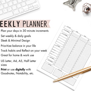 Vertical Weekly Planner Hourly Schedule, Weekly Schedule, to Do List ...