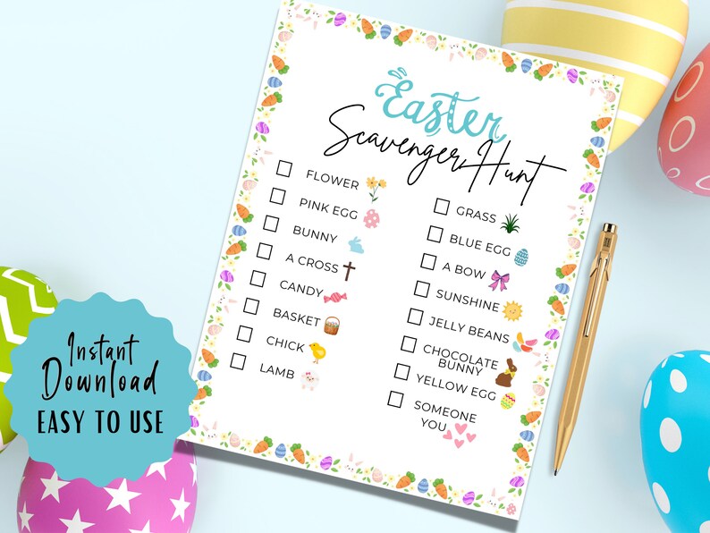 Easter Scavenger Hunt Game, Printable Easter Game, Easter Party Game ...