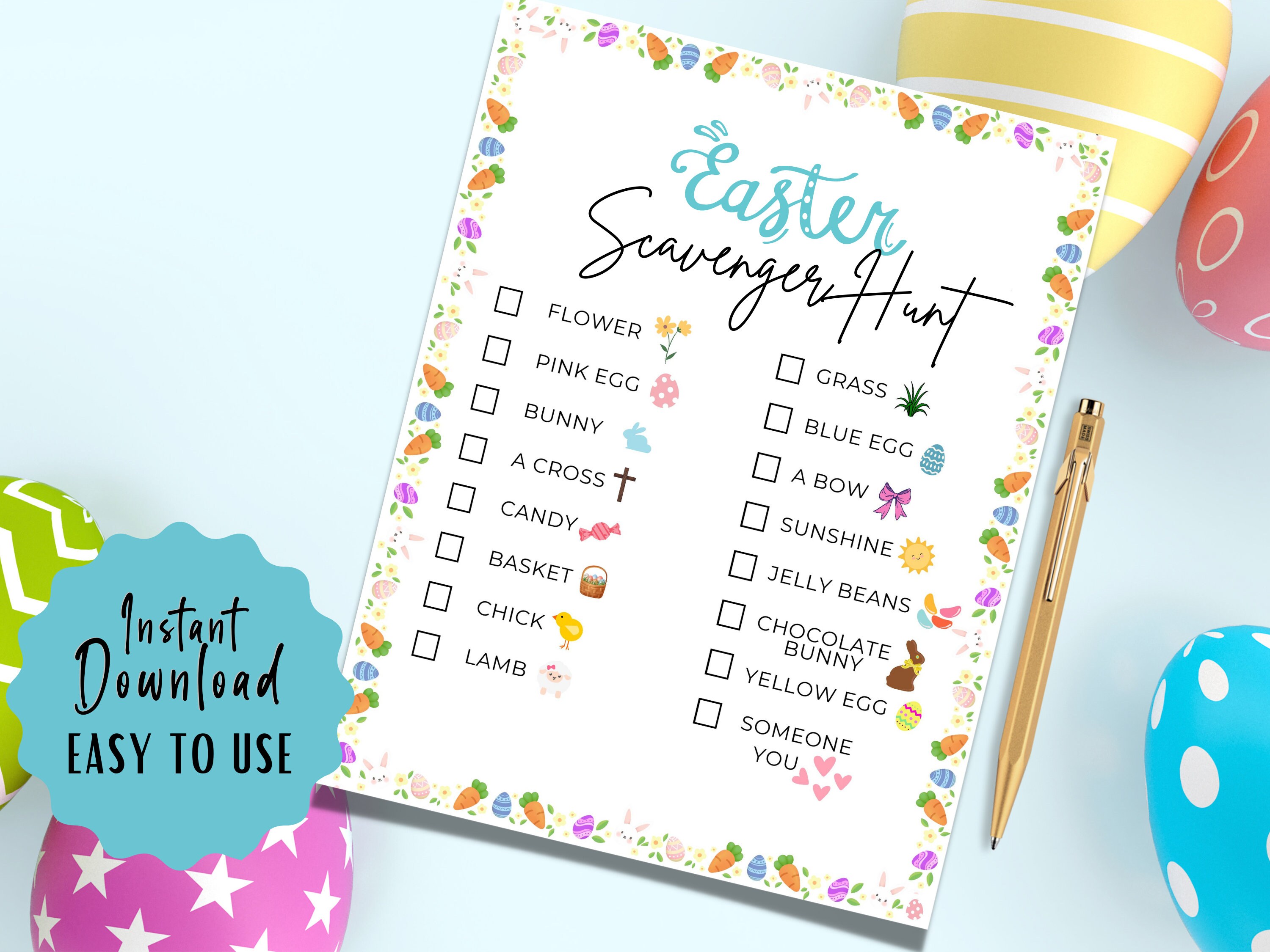 Easter Scavenger Hunt Game, Printable Easter Game, Easter Party Game ...