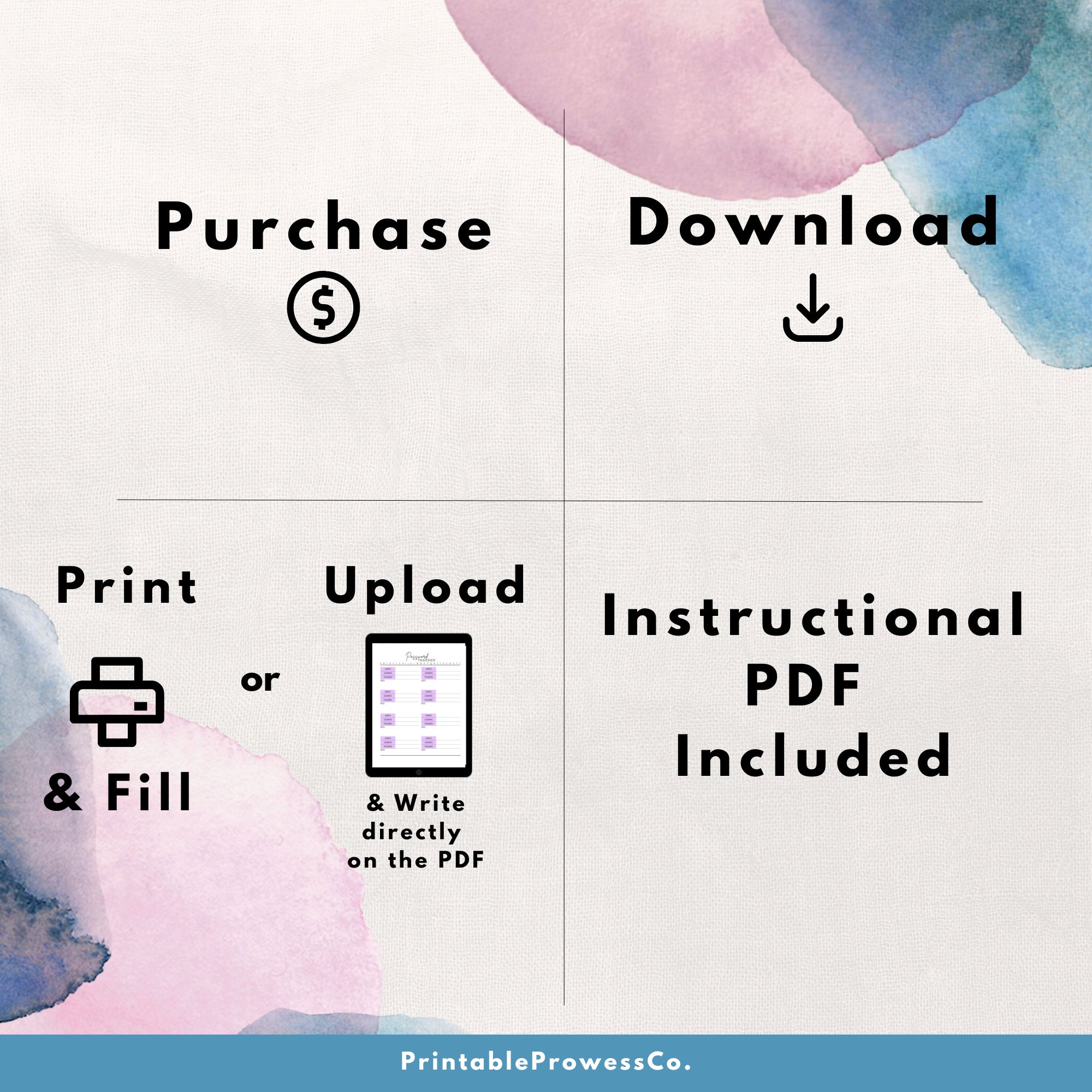 Printable Password Tracker Log Password Organizer Password List Printable Pdf Insert Us Letter