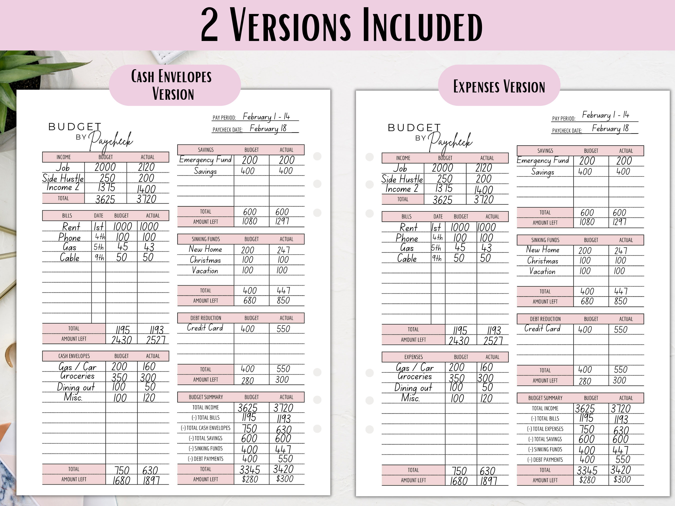 Paycheck Budget Planner Printable PDF, Budget by Paycheck Planner, Cash ...