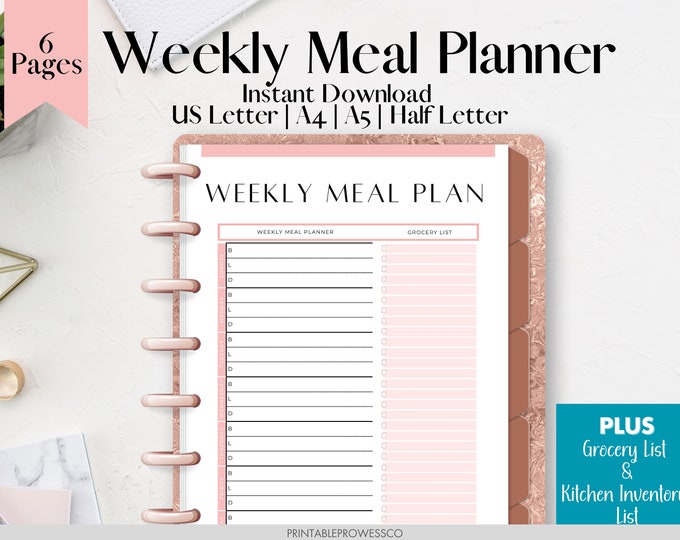 Meal Planner Printable, Food Diary, Meal Tracker, Food Journal, Menu ...