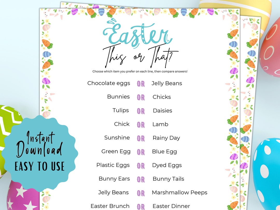 Easter This or That Game, Printable Easter Game, Easter Party Game ...