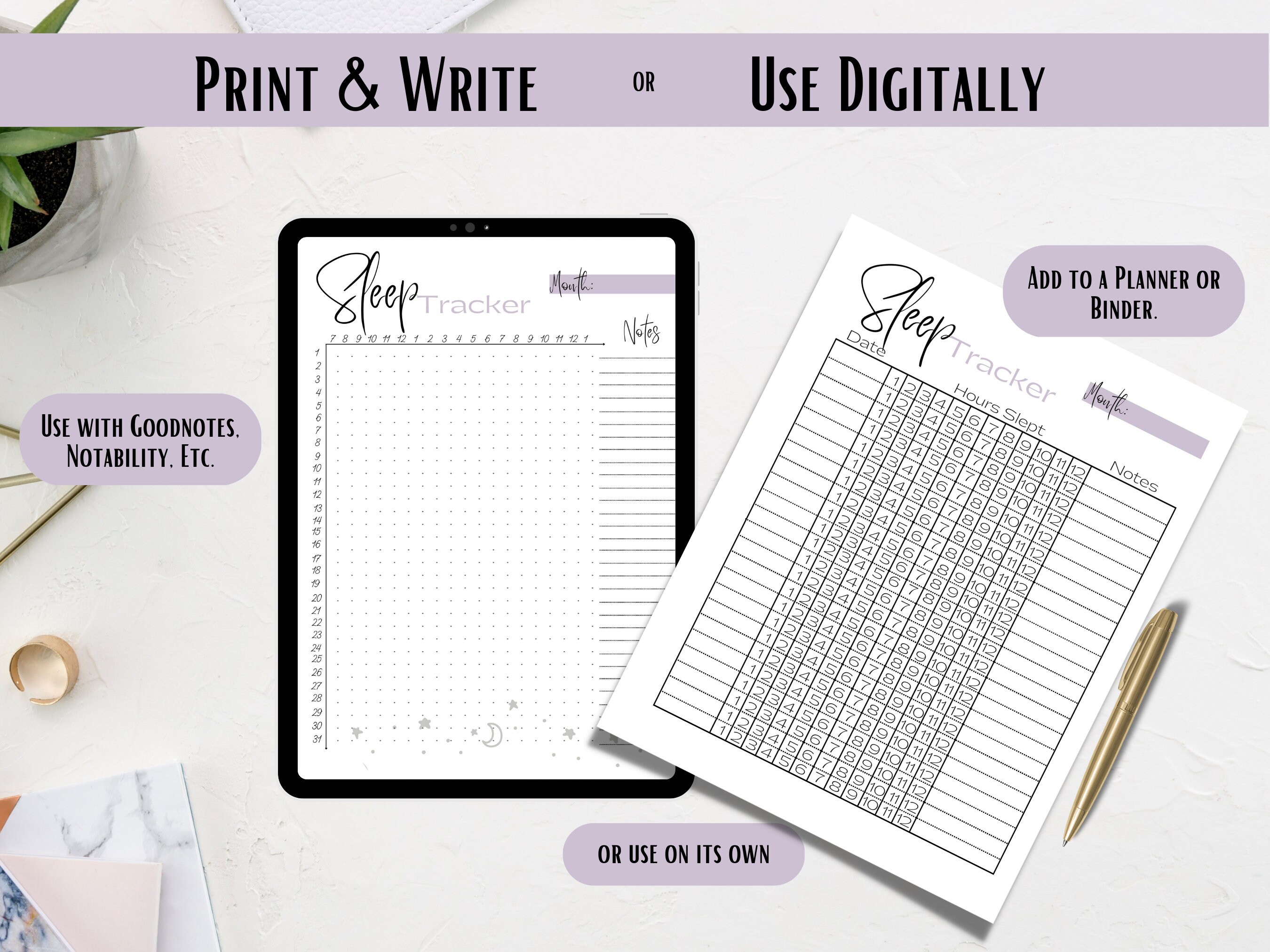 Sleep Tracker Printable Bundle Monthly Sleep Journal, Sleep Log, Sleep ...