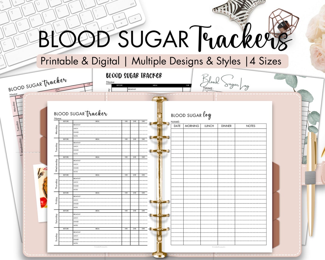 Blood Sugar Tracker Printable | Blood Glucose Log Chart | 4 Styles US ...