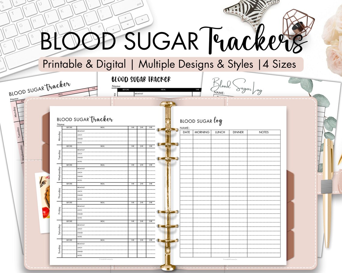 Blood Sugar Tracker Printable | Blood Glucose Log Chart | 4 Styles US ...