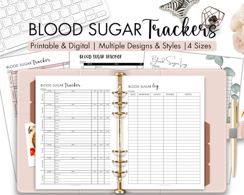 Blood Sugar Tracker Printable | Blood Glucose Log Chart | 4 Styles US ...