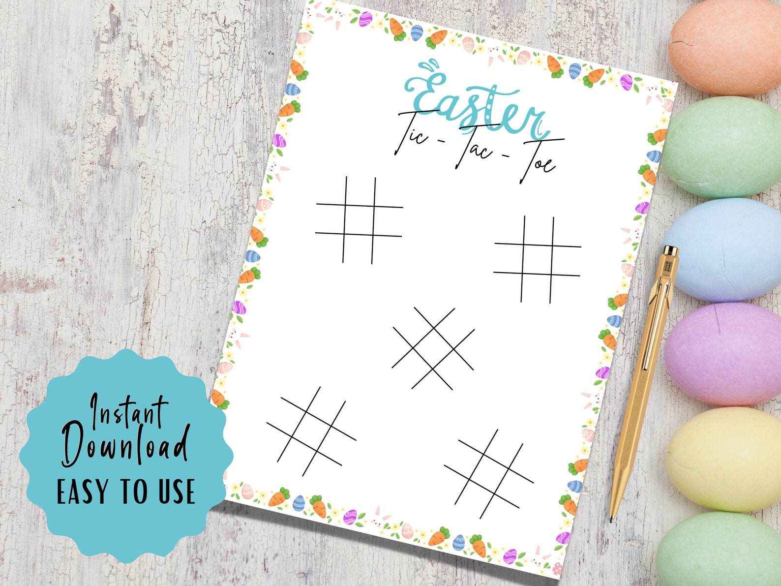 Printable Easter Tic Tac Toe Game, Printable Easter Game, Easter Party ...