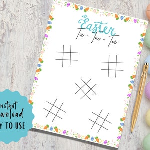 Printable Easter Tic Tac Toe Game, Printable Easter Game, Easter Party ...