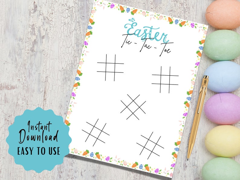 Printable Easter Tic Tac Toe Game, Printable Easter Game, Easter Party ...